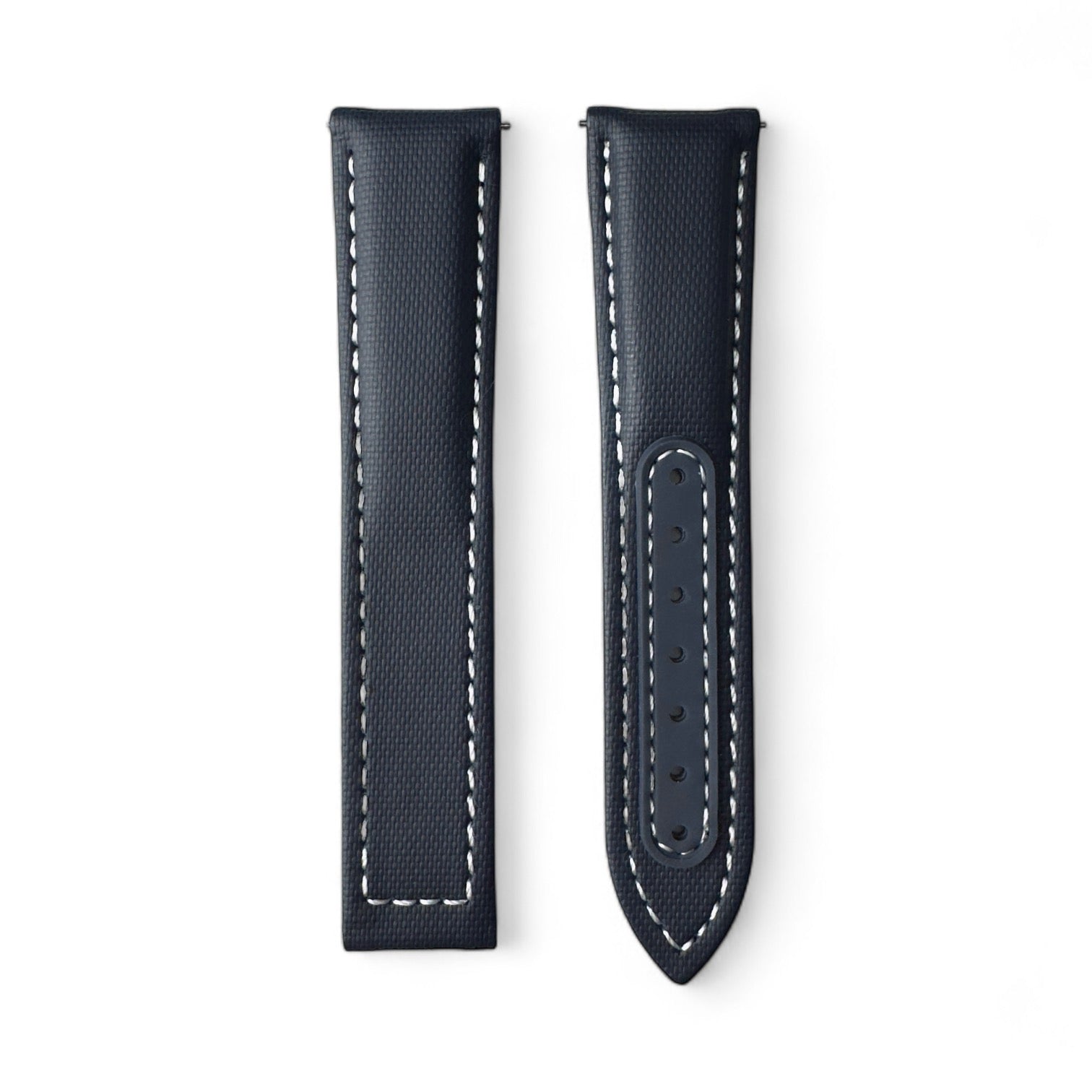 DEPLOY Premium Navy Blue Sailcloth Deployant Watch Strap With White ...